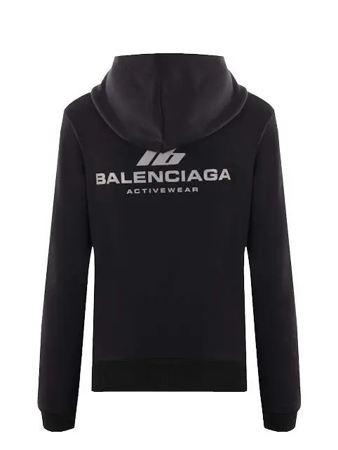 Balenciaga Activewear Jersey Full-zip Hoodie - Black