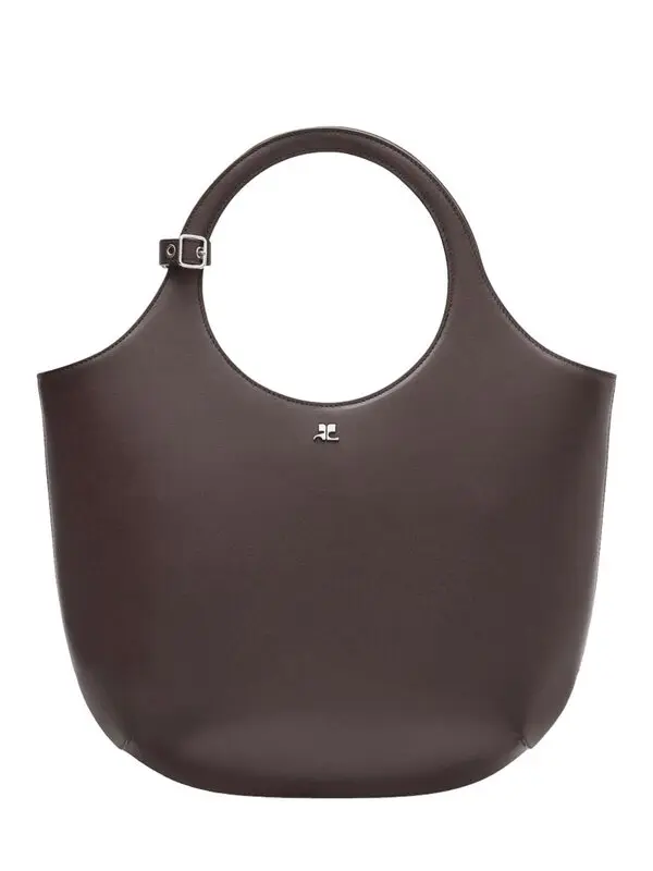 COURREGES Holy Leather Tote Bag - Brown