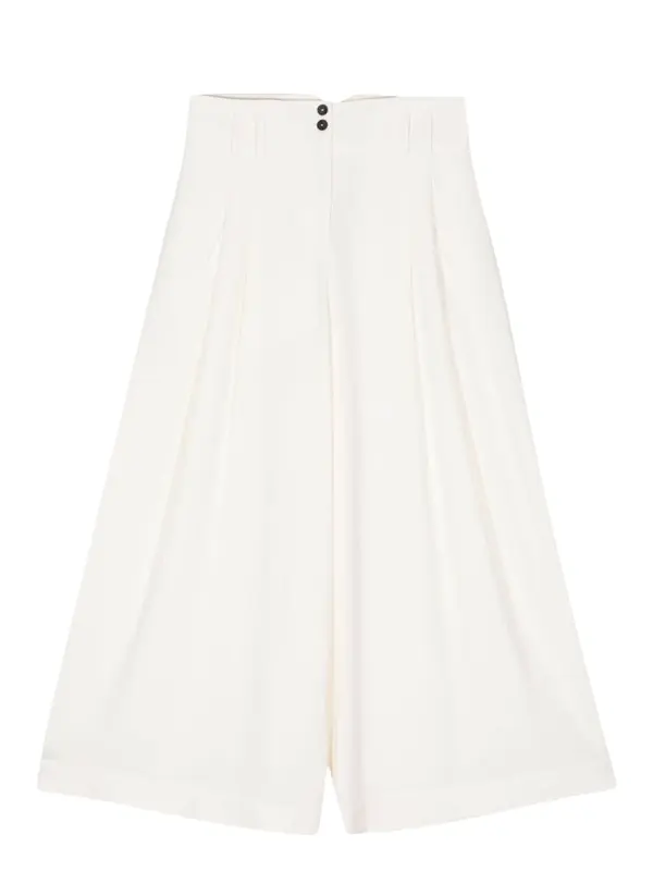 Isabel Benenato High-waisted Wool Trousers - White