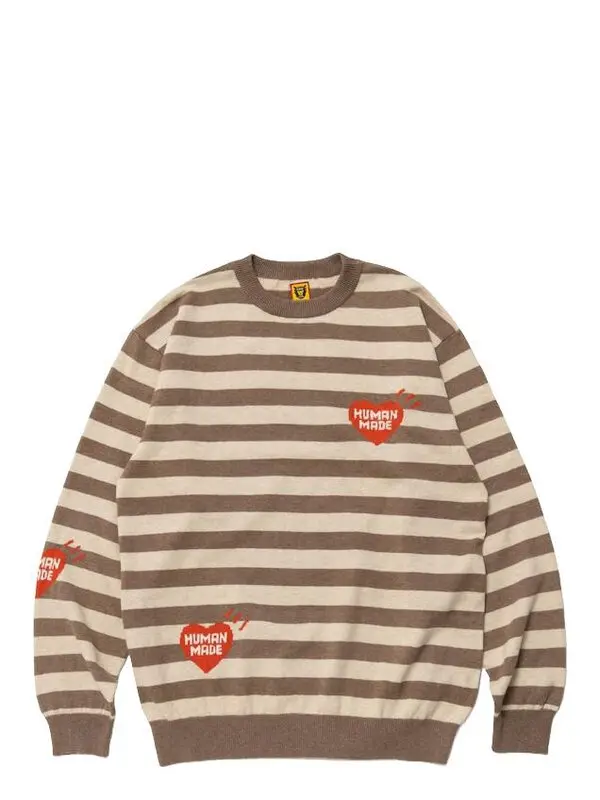 HUMAN MADE Striped Knit Long-sleeve Sweater - Beige