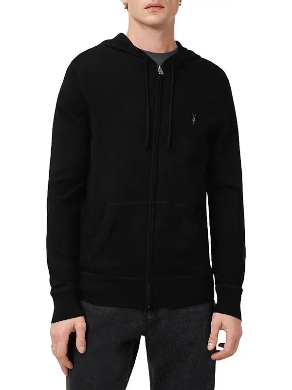 ALLSAINTS Mode Merino Wool Slim Fit Full Zip Hoodie - Black