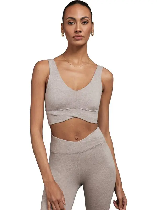 Carbon38 Wrap Bra In Heather Melt - Heather Oatmeal