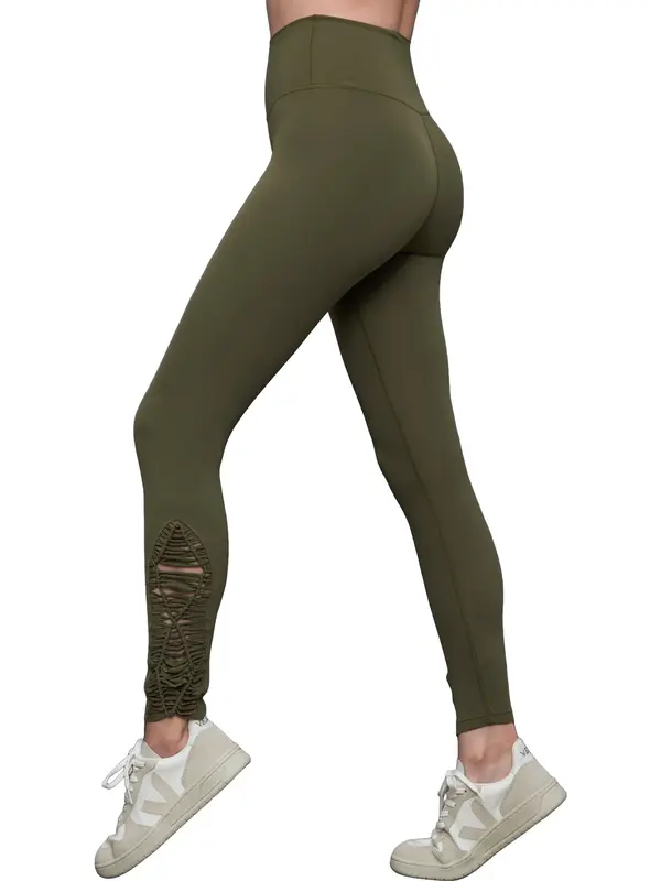 Carbon38 Crochet Legging In Melt - Olive