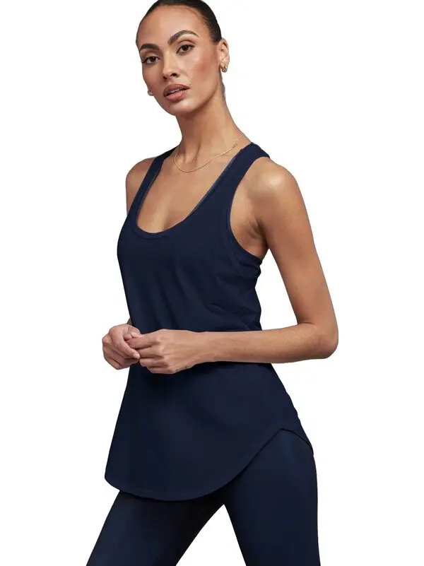 Carbon38 Long Racerback Tank - Navy Blazer