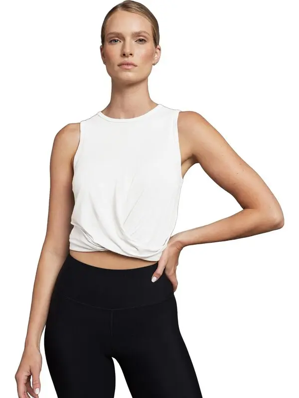 Carbon38 Front Twist Tank Top - White