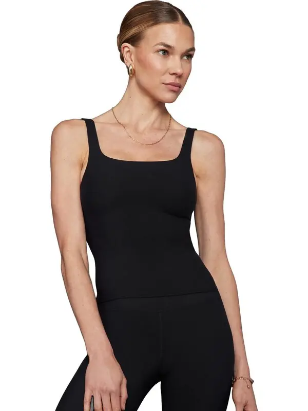 Carbon38 Wide Scoop Bra Tank - Black