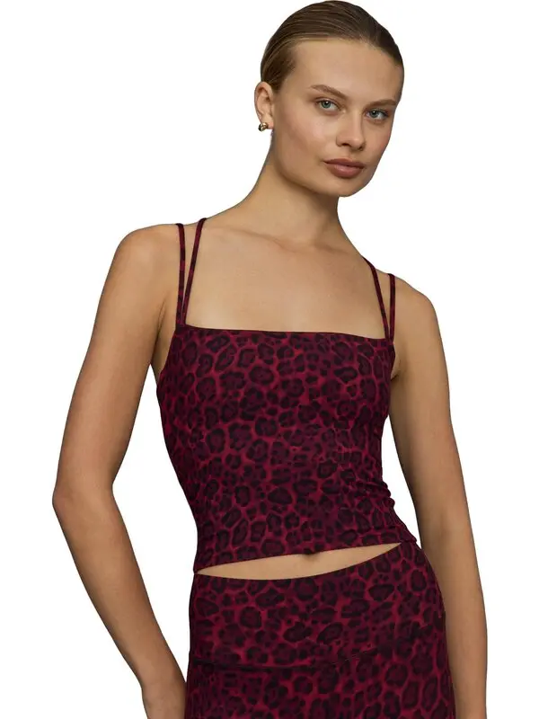 Carbon38 Strappy Tank Top - Red Leopard