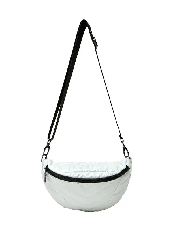 THINK ROYLN Quilted Crossbody Bag - White Patent/black/black Hardware
