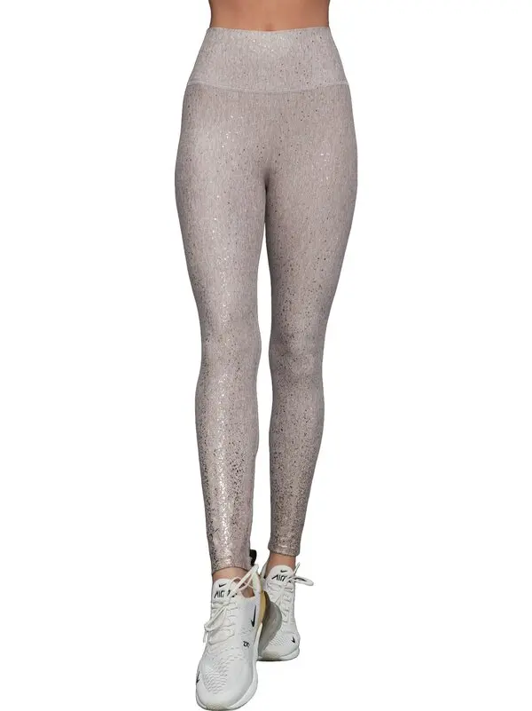 Carbon38 Foil Legging In Melt - Oatmeal Heather With Rose Gold Foil