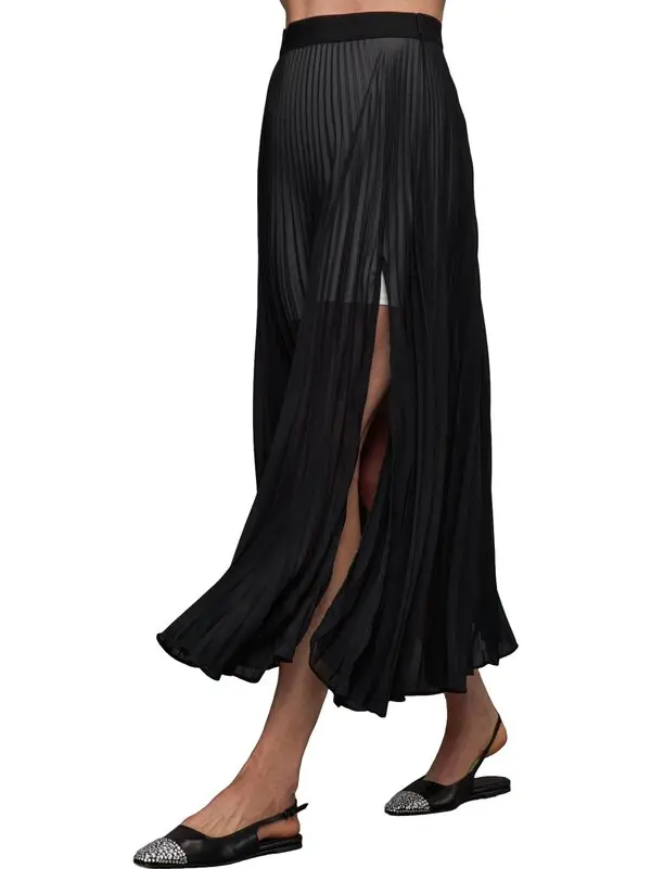 Carbon38 Mesh Pleated Midi Skirt - Black