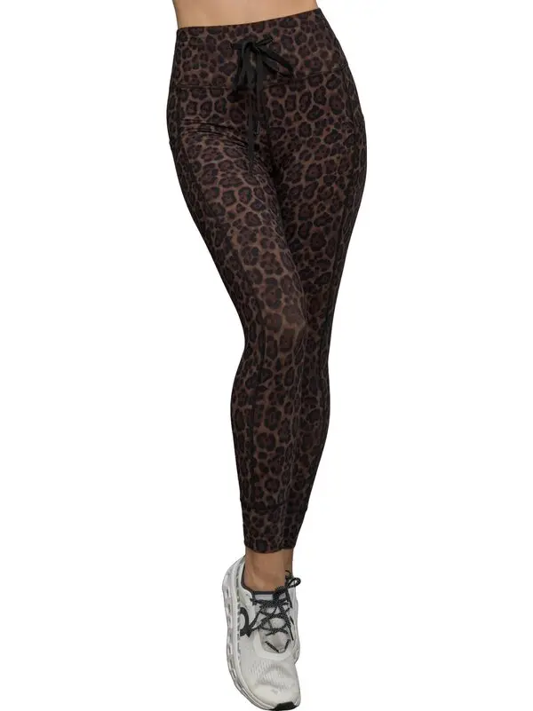 Carbon38 High Rise Sport Pocket Legging In Melt - Leopard Print