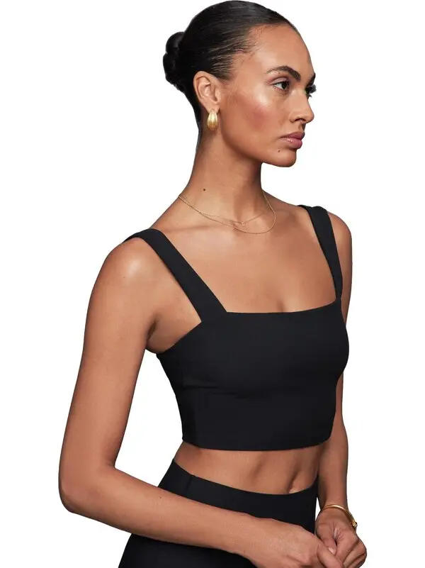 Carbon38 Square Neck Bra Top In Melt - Black