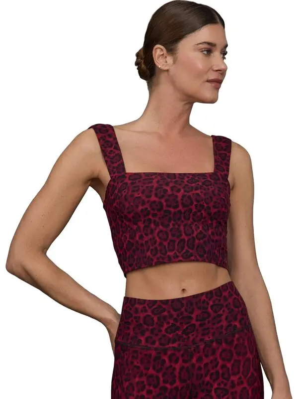 Carbon38 Square Neck Bra Top In Melt - Red Leopard
