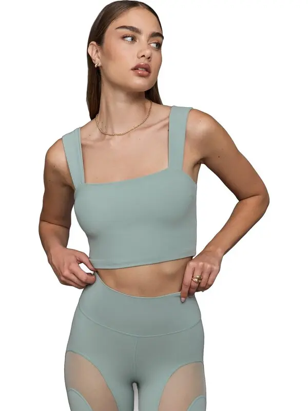 Carbon38 Square Neck Bra In Melt - Sage