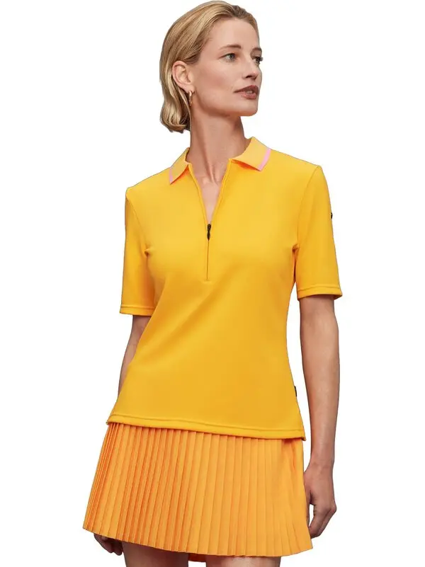 Goldbergh Cassia Ribbed Polo Shirt - Papaya