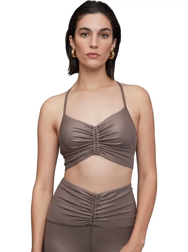 MICHI Palma Gloss Longline Bra - Bronzed Pewter