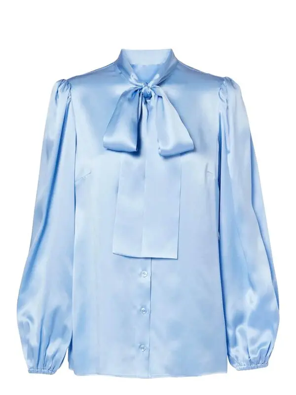 Dolce & Gabbana Bow-detail Silk Satin Blouse - Blue