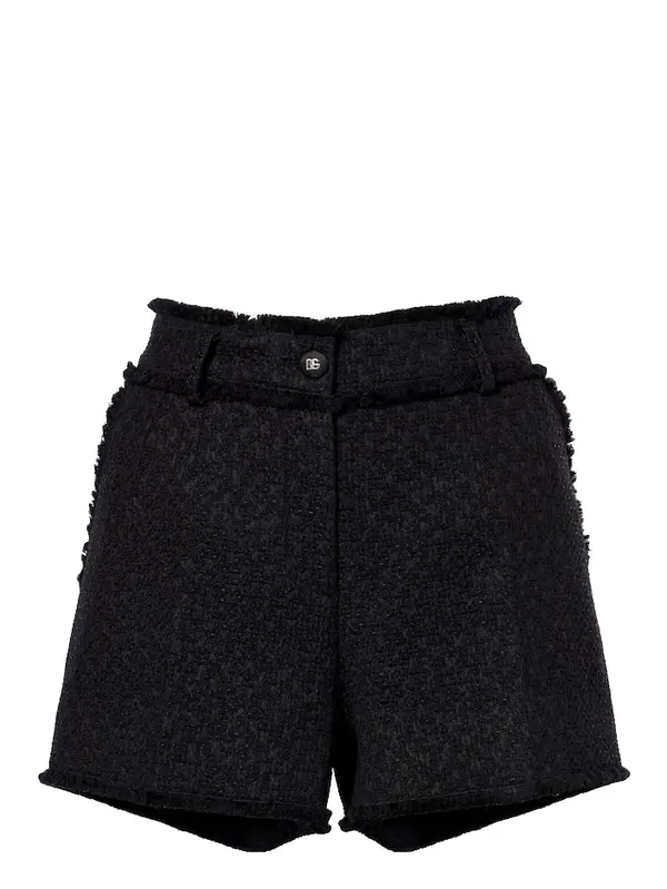 Dolce & Gabbana Wool-blend Tweed Shorts - Black