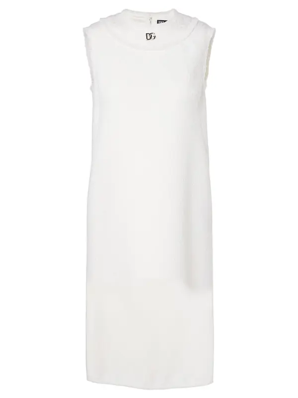 Dolce & Gabbana Dg Wool-blend Tweed Shift Dress - White