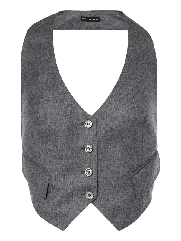 TOM FORD Wool Twill Vest - Grey