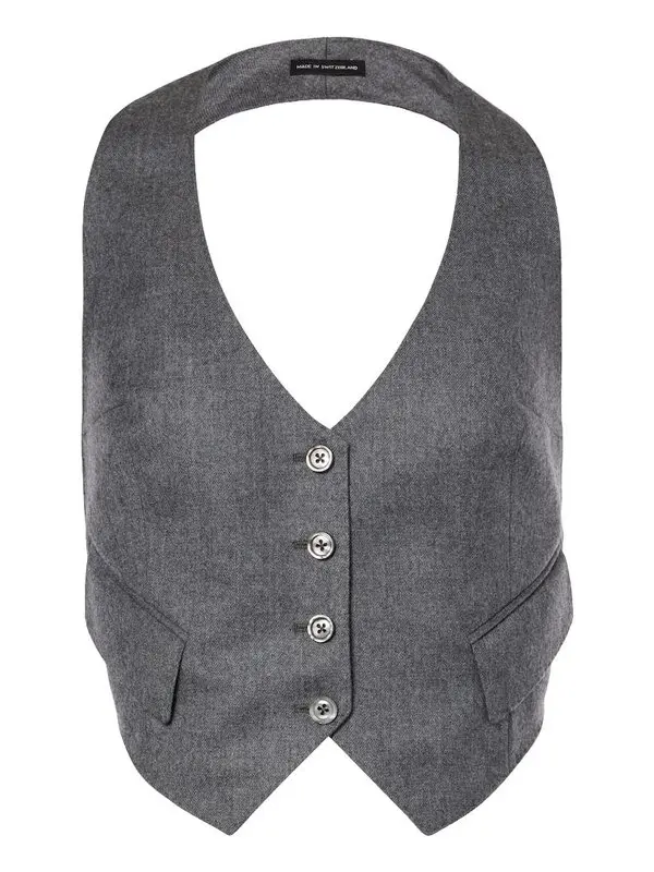 TOM FORD Wool Twill Vest - Grey