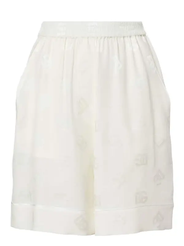 Dolce & Gabbana Dg Silk Satin Jacquard Shorts - White