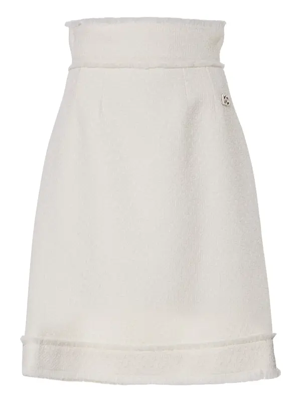 Dolce & Gabbana High-rise Tweed Midi Skirt - White