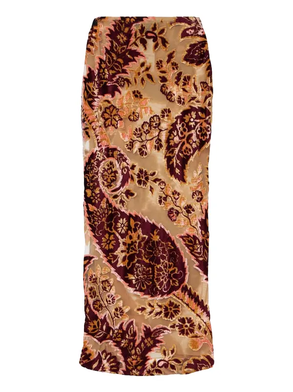 Etro Paisley Jacquard Velvet Midi Skirt - Multicoloured