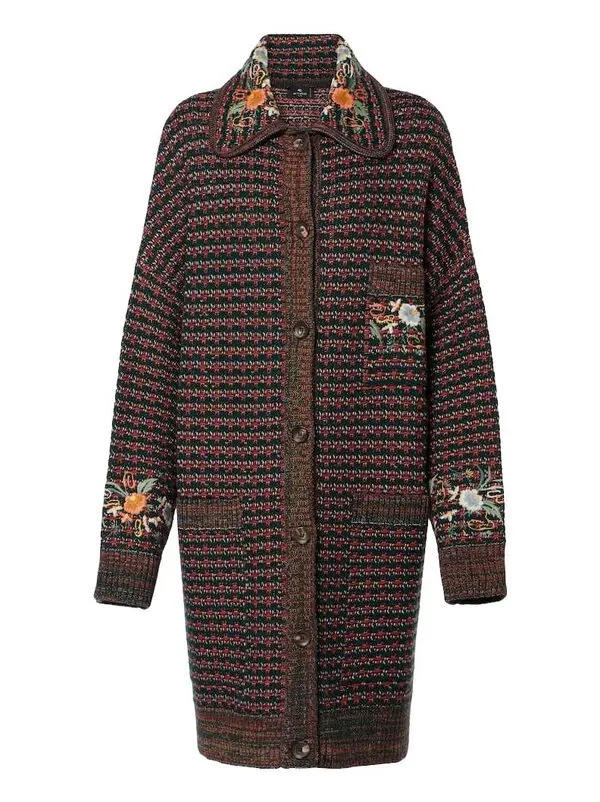 Etro Embroidered Coat - Brown