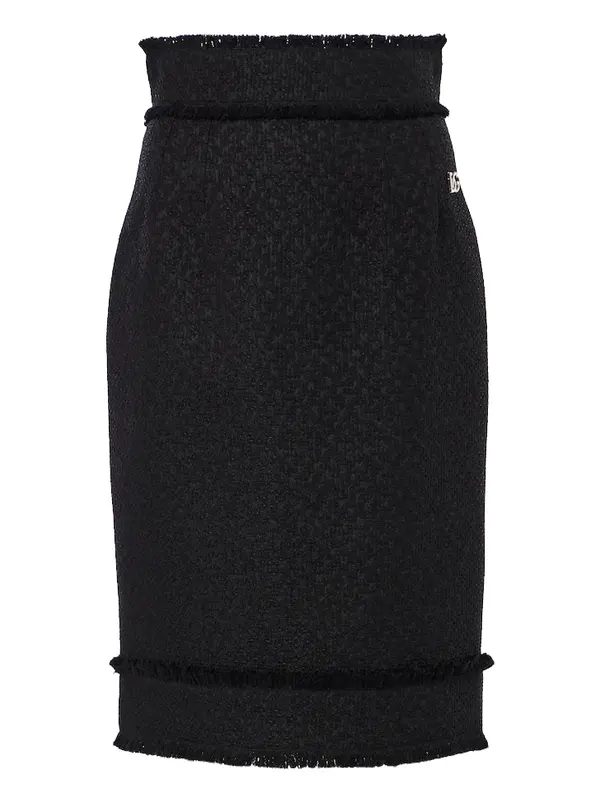 Dolce & Gabbana Wool-blend Tweed Pencil Skirt - Black