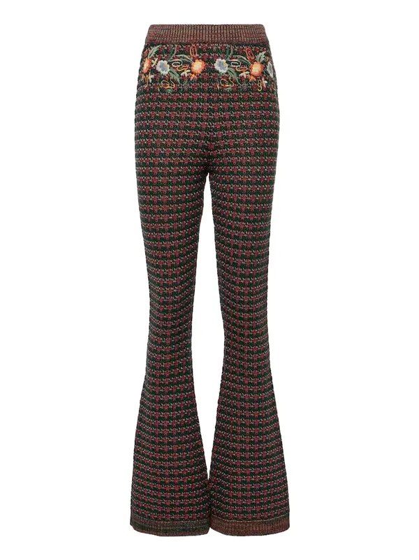 Etro Embroidered Flared Pants - Brown