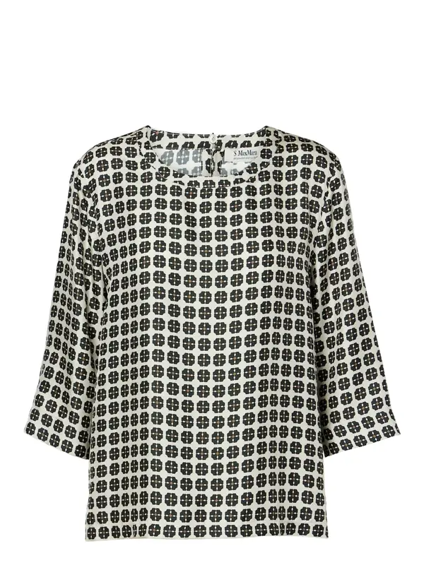 Max Mara Ribes Checked Silk Top - White