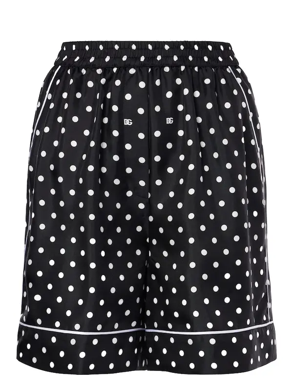 Dolce & Gabbana Polka-dot Silk Twill Shorts - Black
