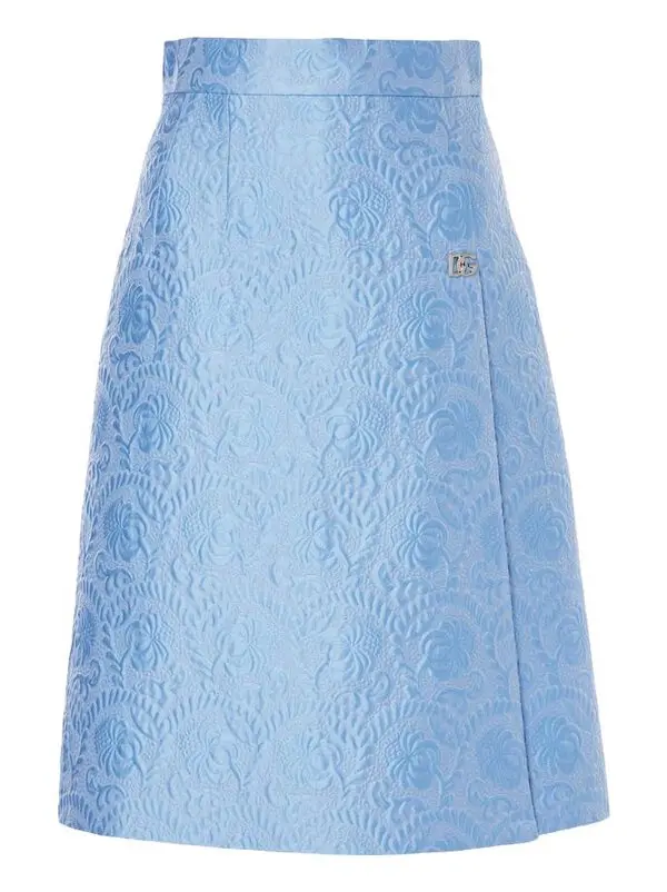 Dolce & Gabbana Cotton And Silk-blend Jacquard Midi Skirt - Blue