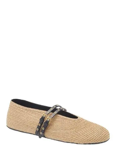 Alaïa Raffia Ballerina Flats - Naturel
