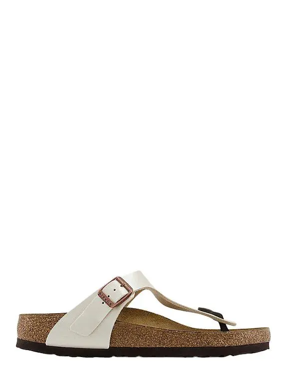 BIRKENSTOCK Ramses Leather Thong Sandals With Embossed Logo - Graceful Pearl White