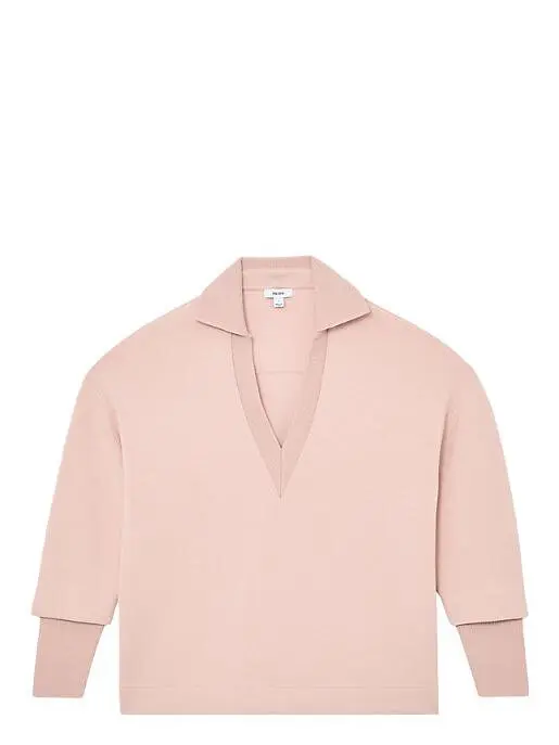 REISS Open-collar Relaxed-fit Jumper - Pale Pink