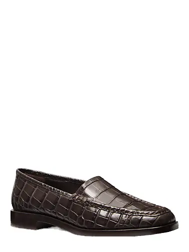 Michael Kors Carolyn Crocodile Embossed Leather Loafer - Brown
