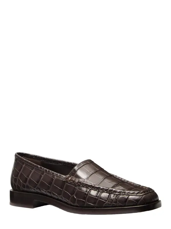 Michael Kors Carolyn Crocodile Embossed Leather Loafer - Brown