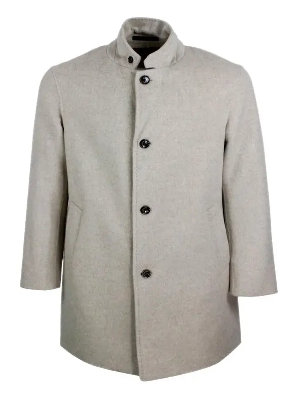MONTECORE Single-breasted Three-quarter Length Cashmere Coat - Beige