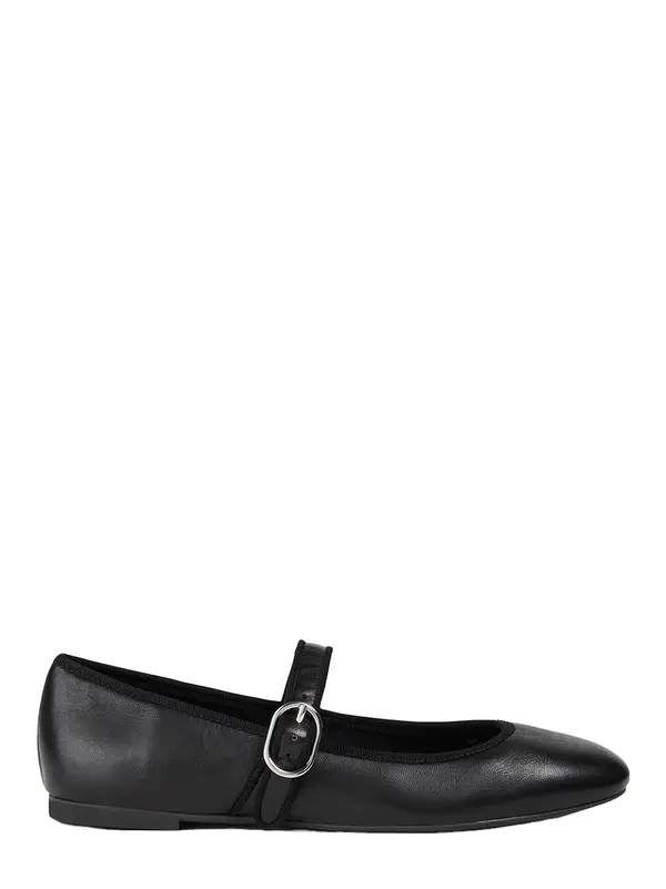 STUART WEITZMAN Alice Leather Mary Jane Flats - Black