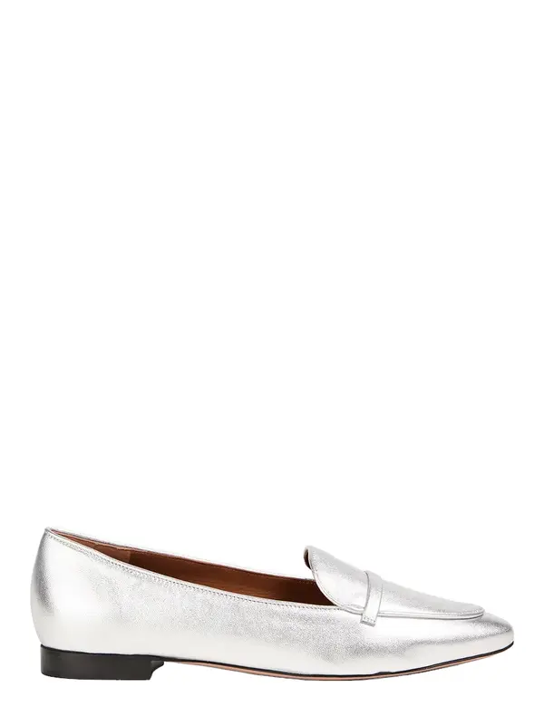 MALONE SOULIERS Bruni Metallic Leather Loafers - Silver