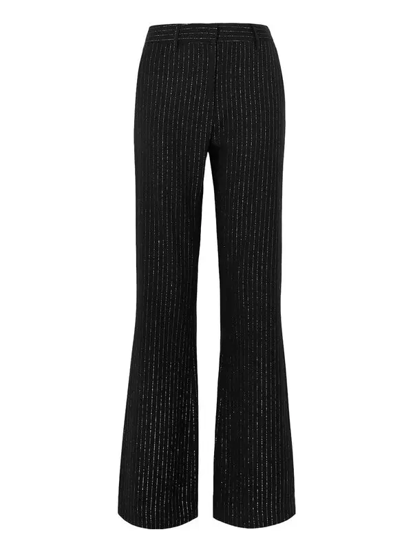 Alessandra Rich Pinstriped Wool-blend Flared Pants - Black