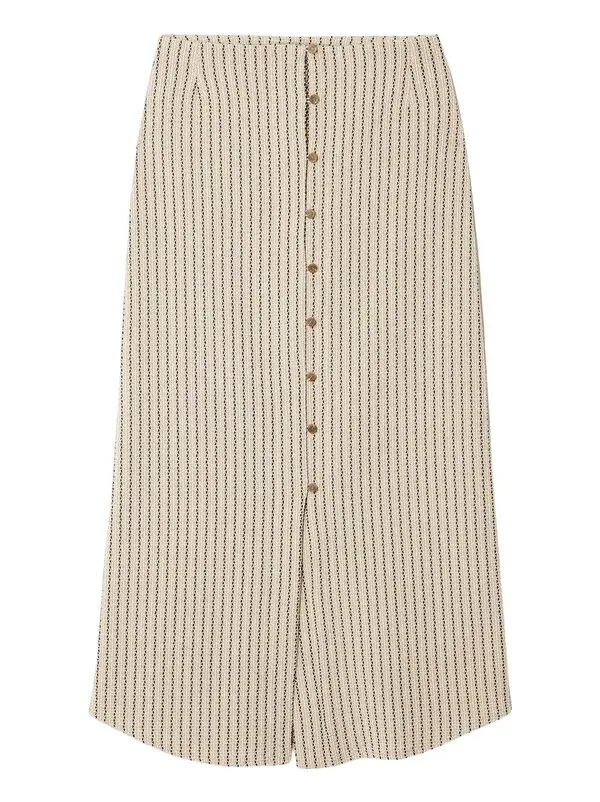 Aaizél Striped Woven Midi Skirt - Beige