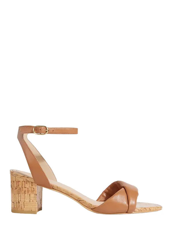 STUART WEITZMAN Everly 50 Leather Sandals - Camel