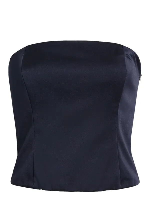 Brunello Cucinelli Strapless Satin-crepe Top - Navy