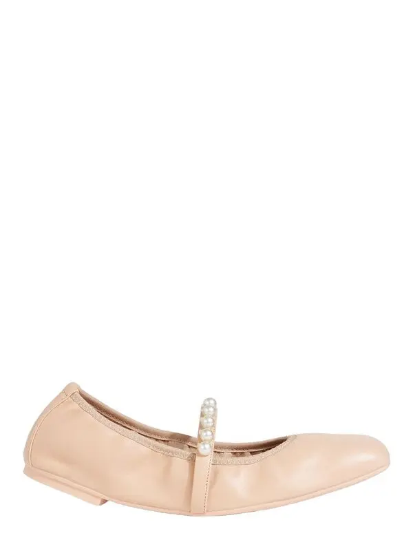 STUART WEITZMAN Goldie Faux Pearl-embellished Ballet Flats - Blush