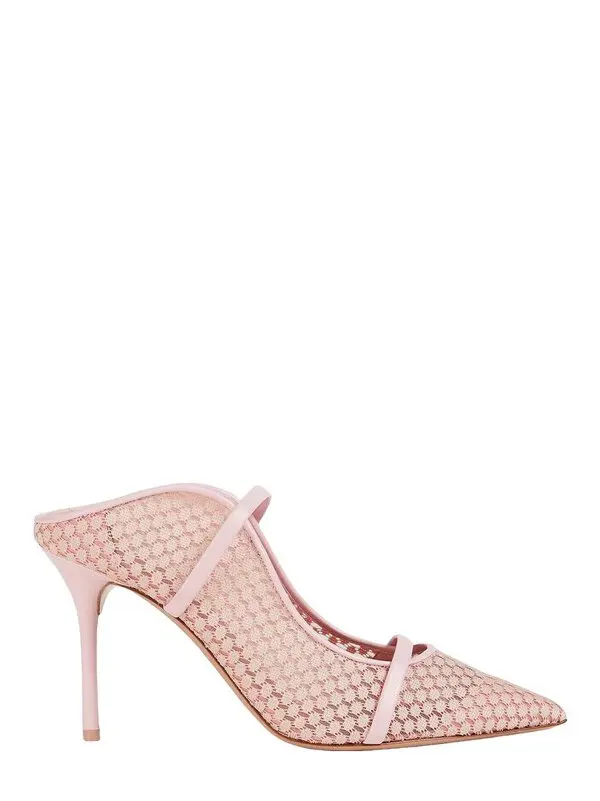 MALONE SOULIERS Maureen 85 Pointelle-knit Mules - Baby Pink