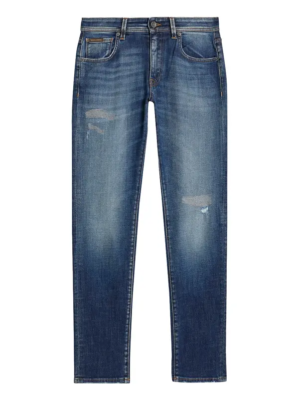 Dolce & Gabbana Skinny Fit Distressed Denim Jeans - Dark Denim