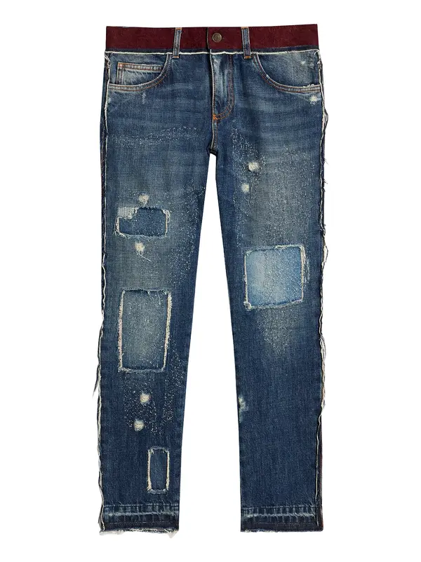 Dolce & Gabbana Skinny Fit Distressed Denim Jeans - Dark Denim